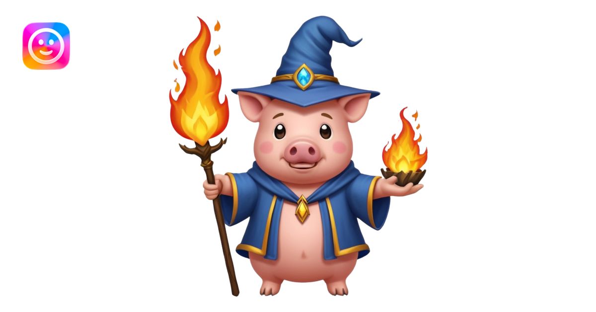wizard pig summoning fire emoji | AI Emoji Generator