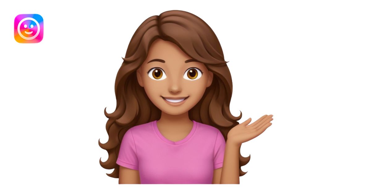 A pretty girl with tan skin and long wavy hair, wearing a pink basic ...