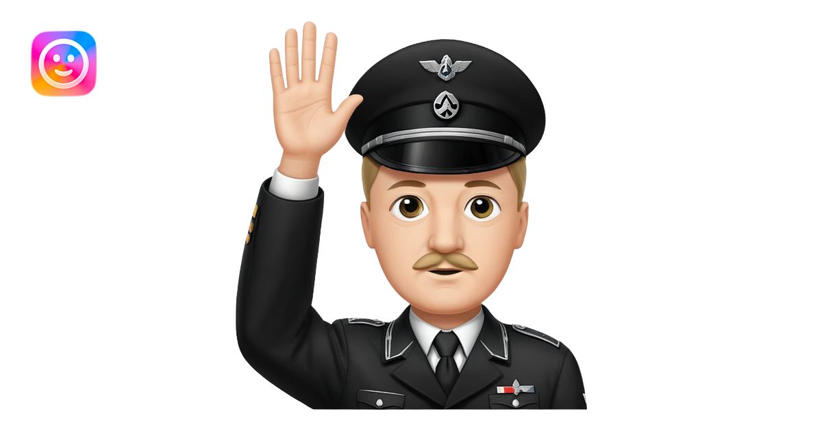 Hitler raising one hand straight up like a salute in Black SS uniform ...