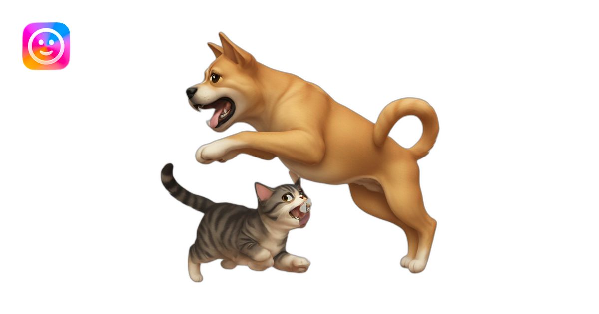 Cat attack dog emoji | AI Emoji Generator