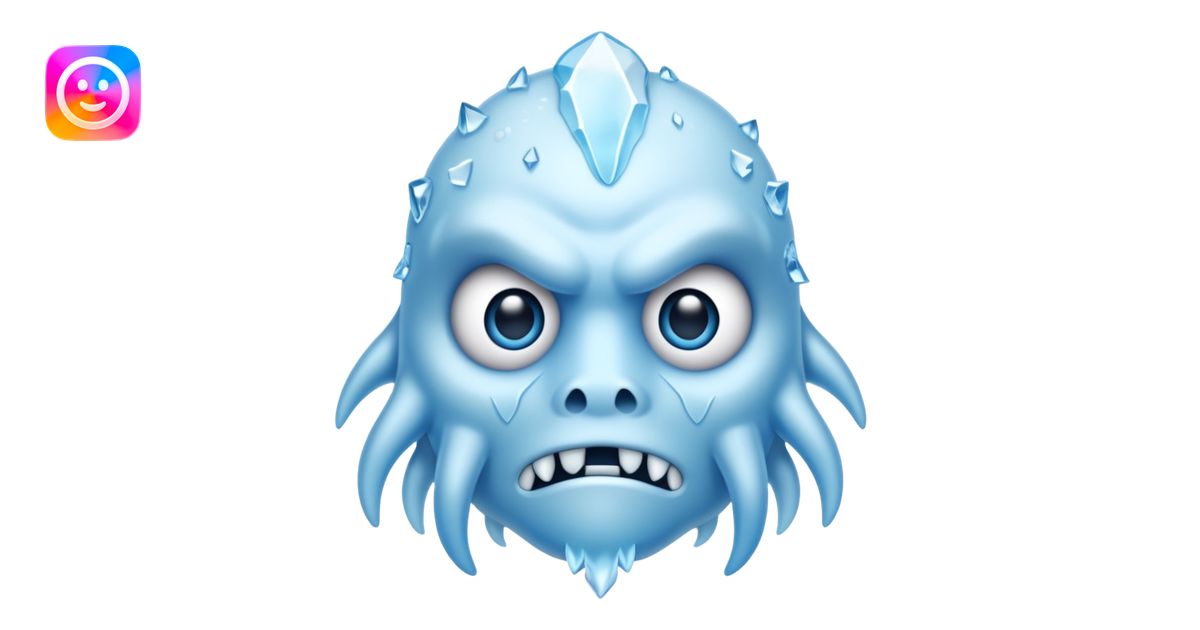 a pale blue cryptid face with ice details emoji | AI Emoji Generator
