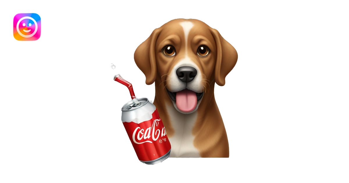 A dog that drinks a coke emoji | AI Emoji Generator