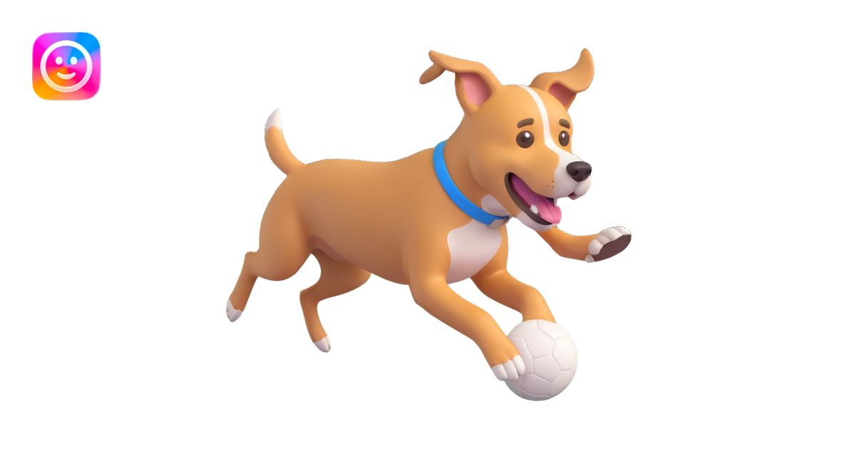 dog chasing ball in forrest, close up pose emoji | AI Emoji Generator