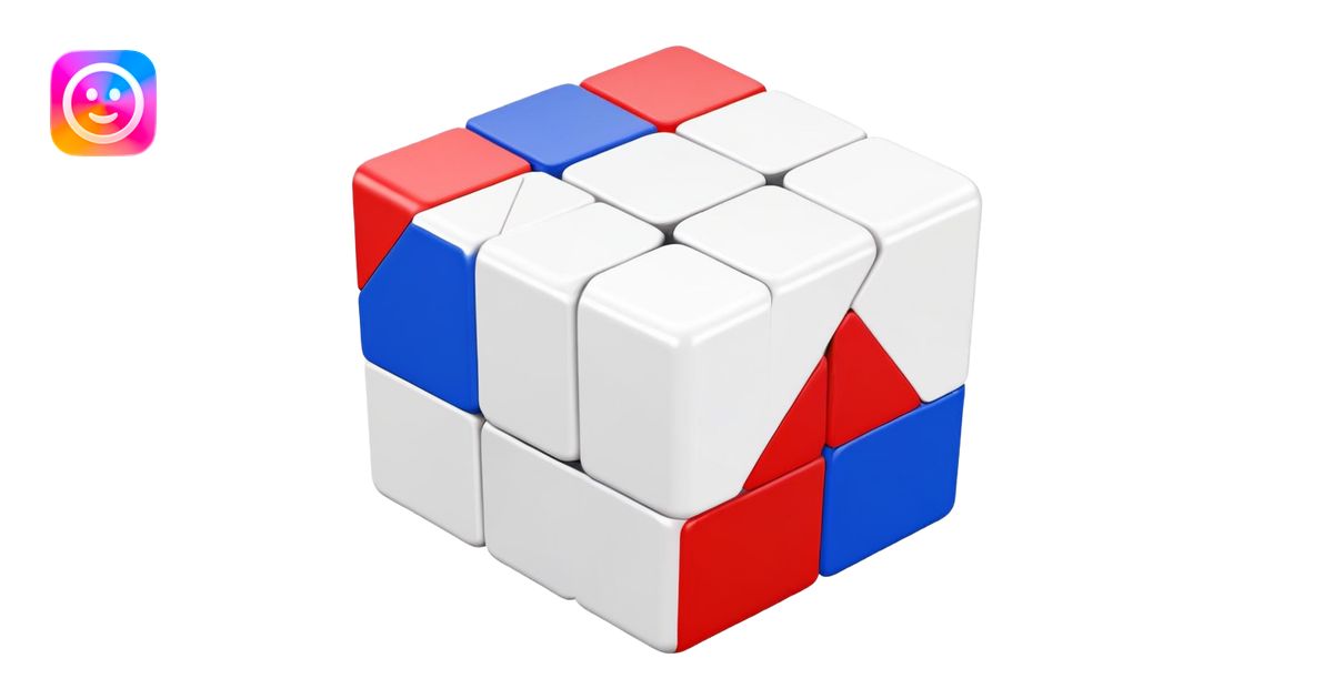 A scrambled 3x3 Rubik's Cube with only red, white, and blue colors ...