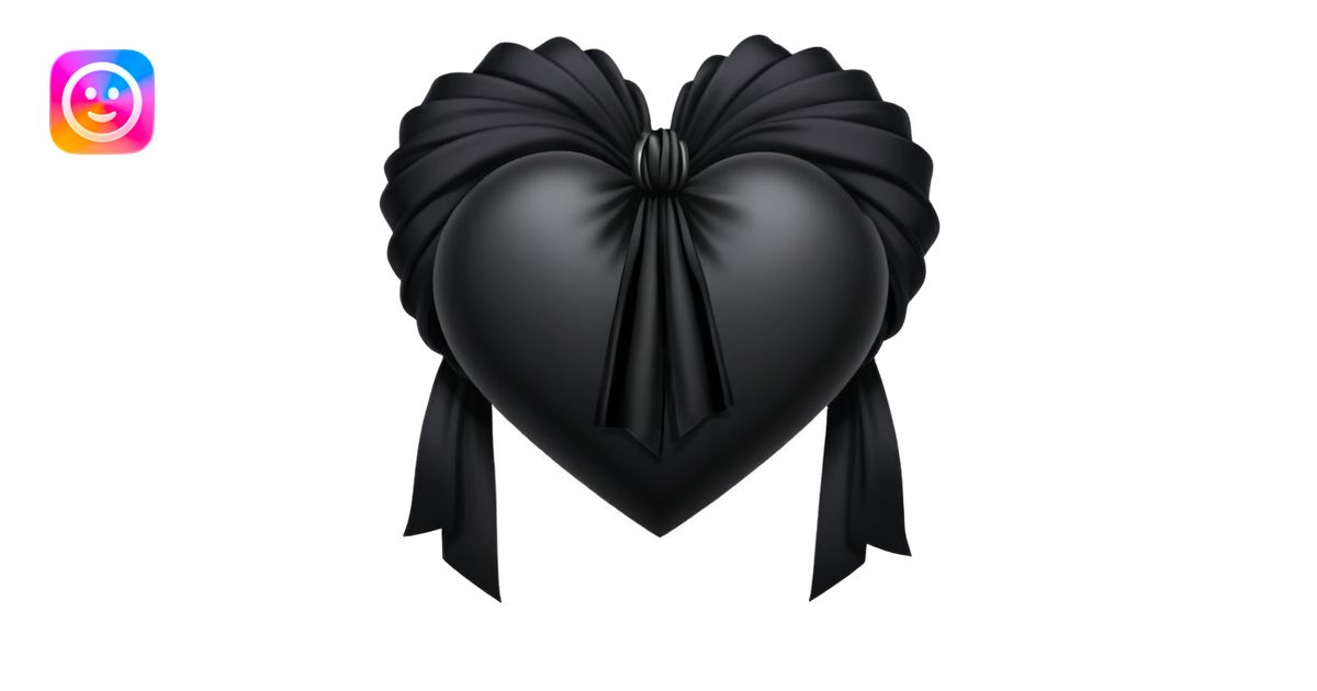 goth themed heart with a dark velvet sash emoji | AI Emoji Generator