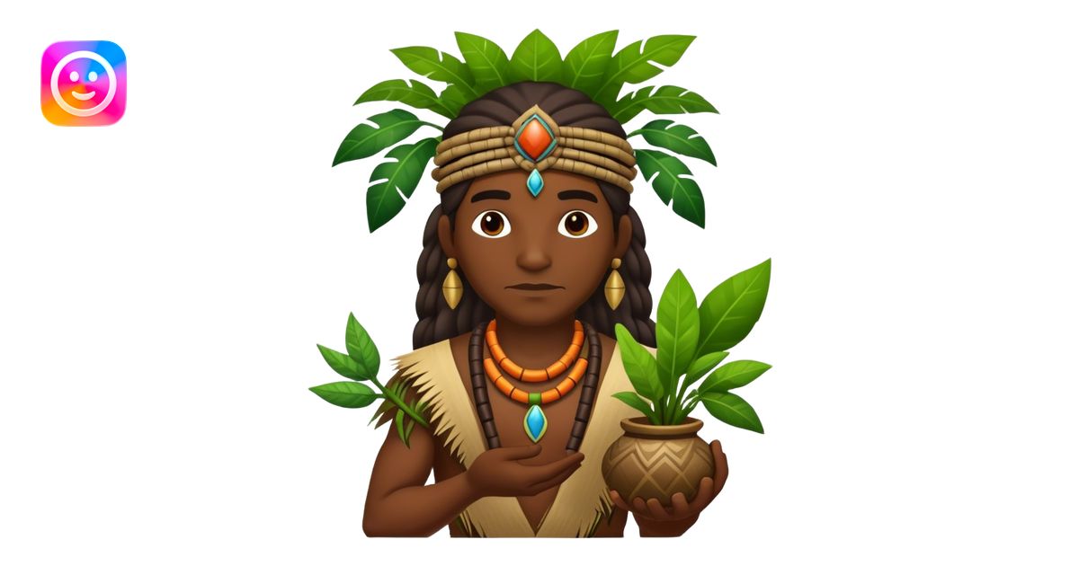 amazonian shaman with holy plants emoji | AI Emoji Generator