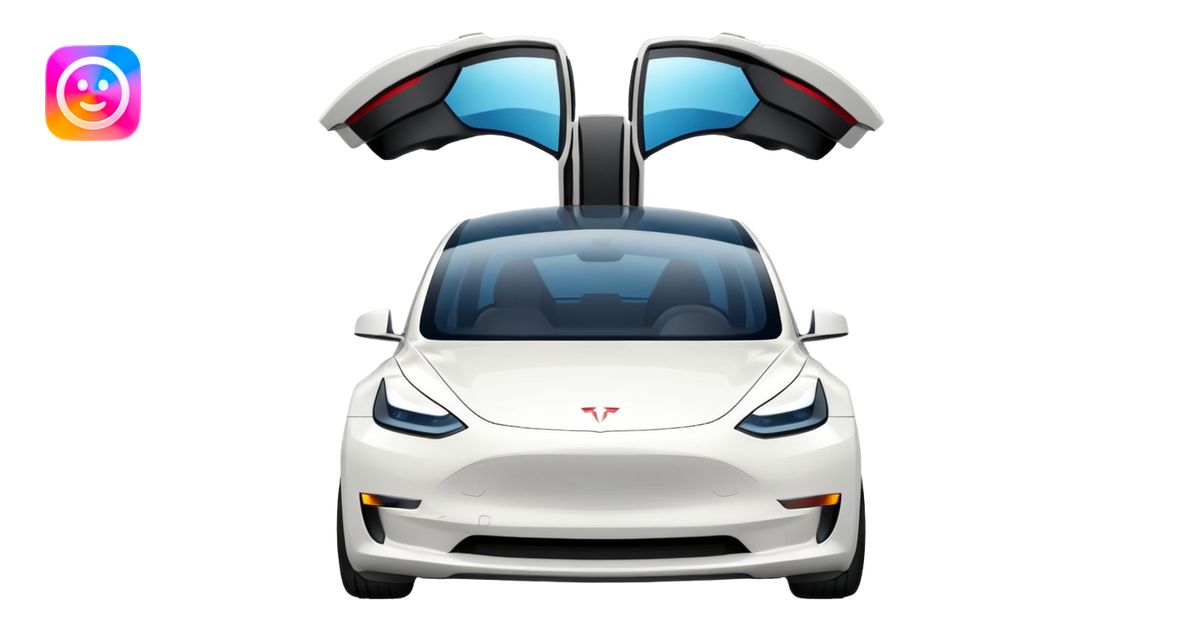 Tesla model 3 white. Icon emoji | AI Emoji Generator