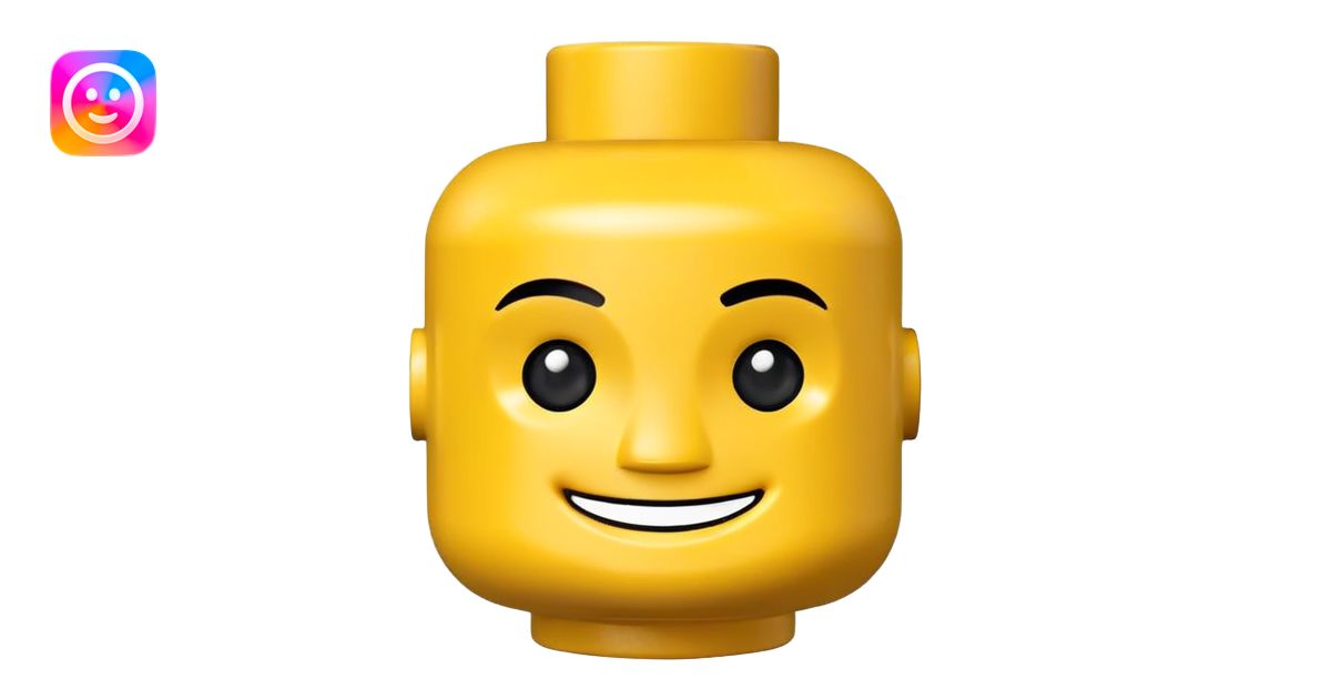 yellow smiling LEGO minifigure head emoji | AI Emoji Generator
