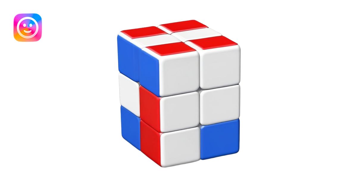 A 3x3 Rubik's Cube slightly turned, with only red, blue, and white ...