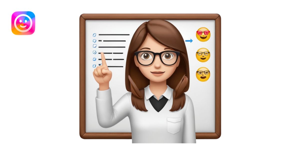 Make an emoji of a girl with brown hair who is teaching how to make ...