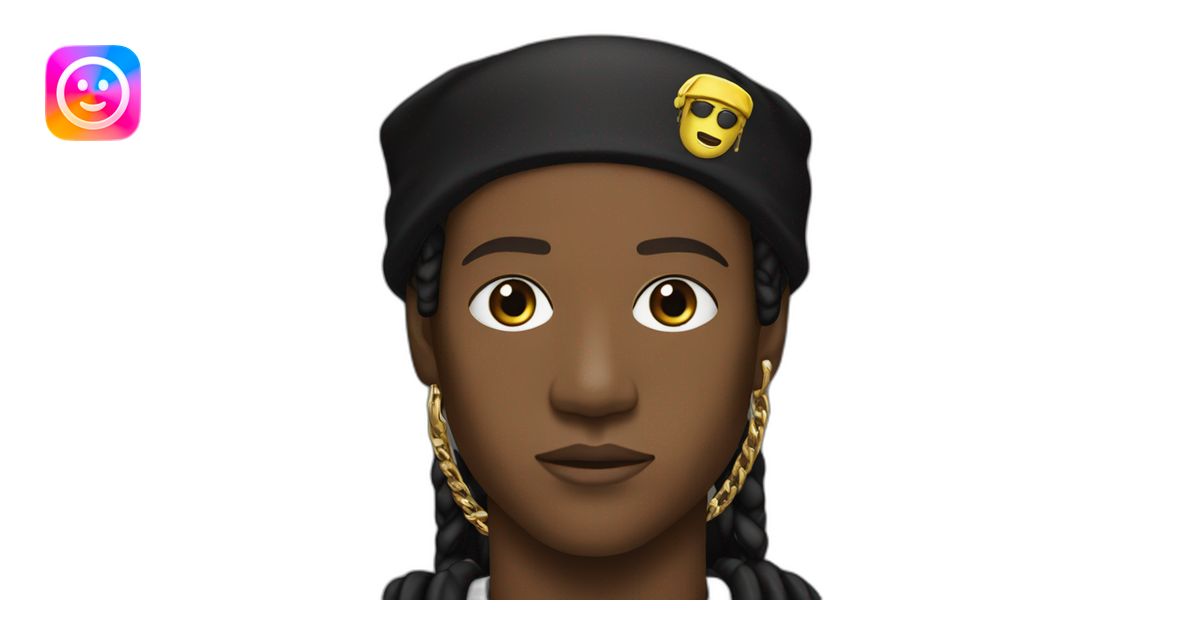 rapper asap rocky with black durag and single chain emoji | AI Emoji ...