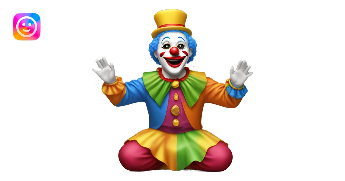 Clown kneeling in worship emoji | AI Emoji Generator