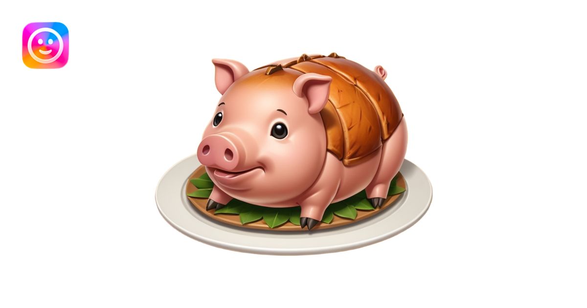 Create an emoji-style whole lechon. Crispy shiny roasted pig on a ...