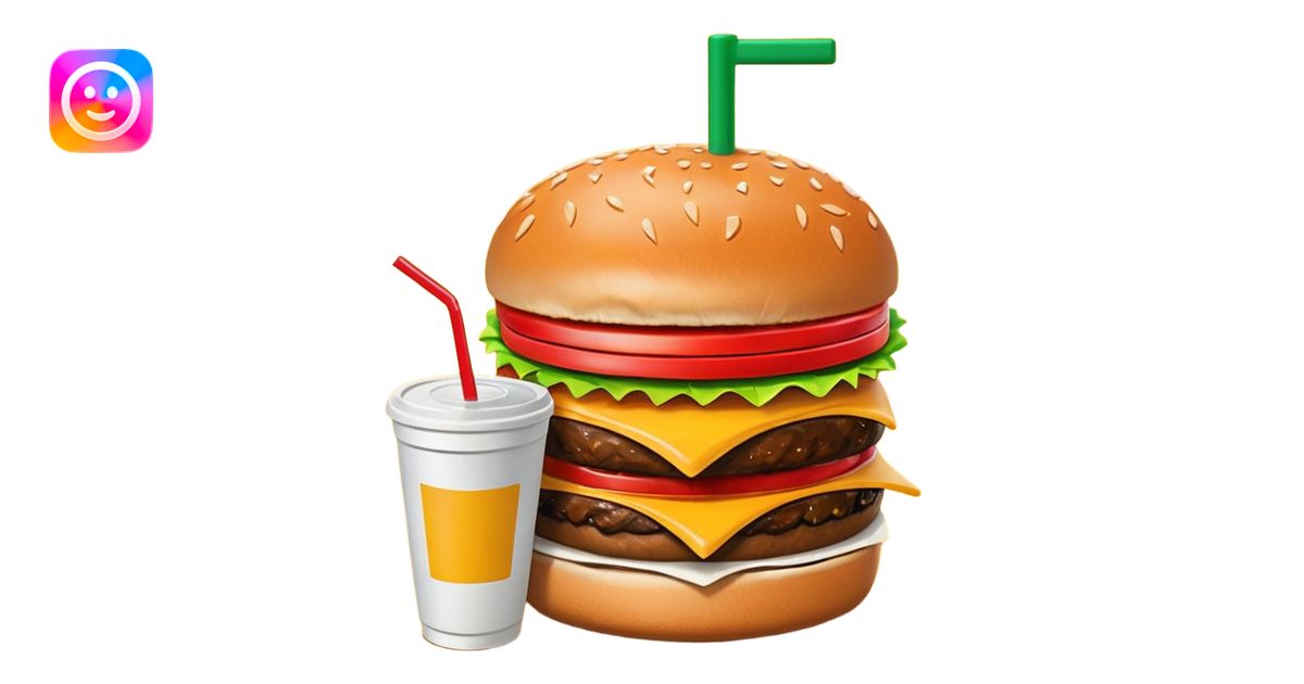 A clean and simple icon of fast food in emoji-style illustration. A ...