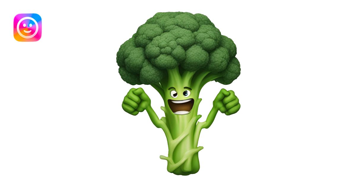 anthropomorphic muscular broccoli emoji | AI Emoji Generator