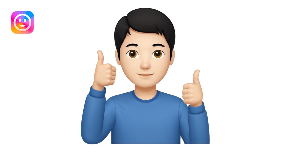 3D avatar of a Korean male frontend developer, clean 5:5 middle part ...