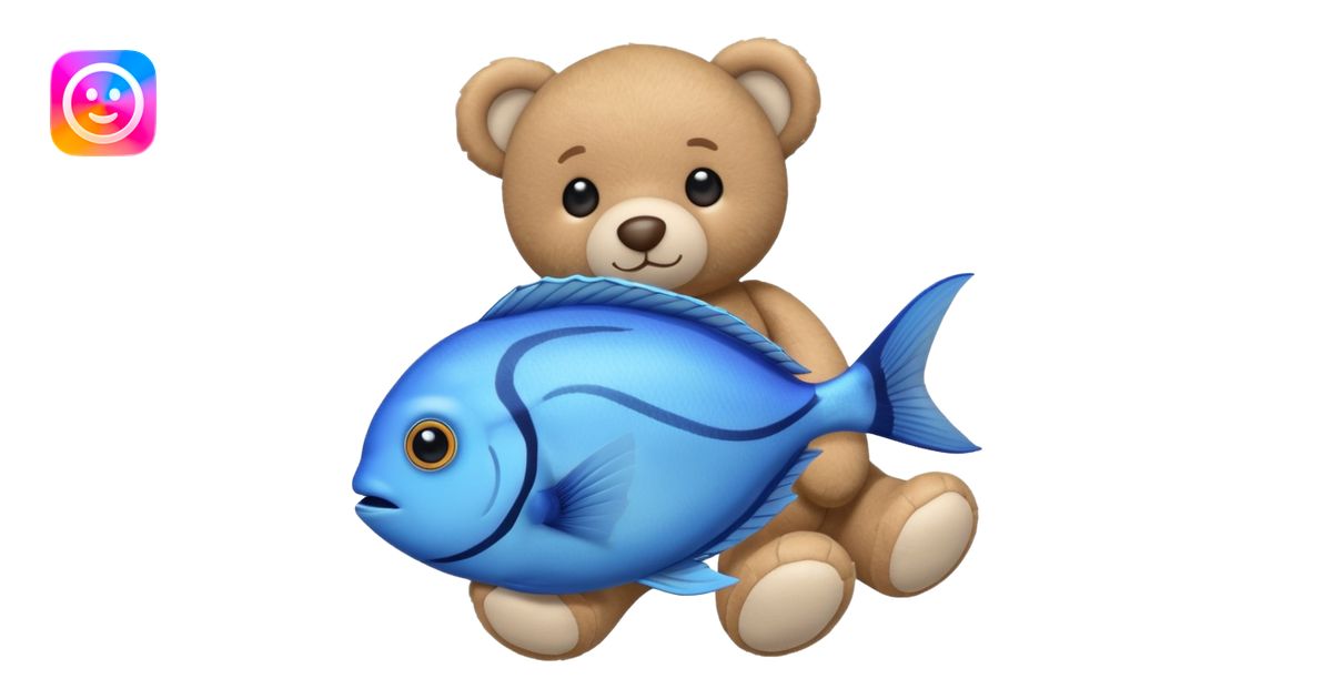 baby blue tang fish next to a teddy bear emoji | AI Emoji Generator