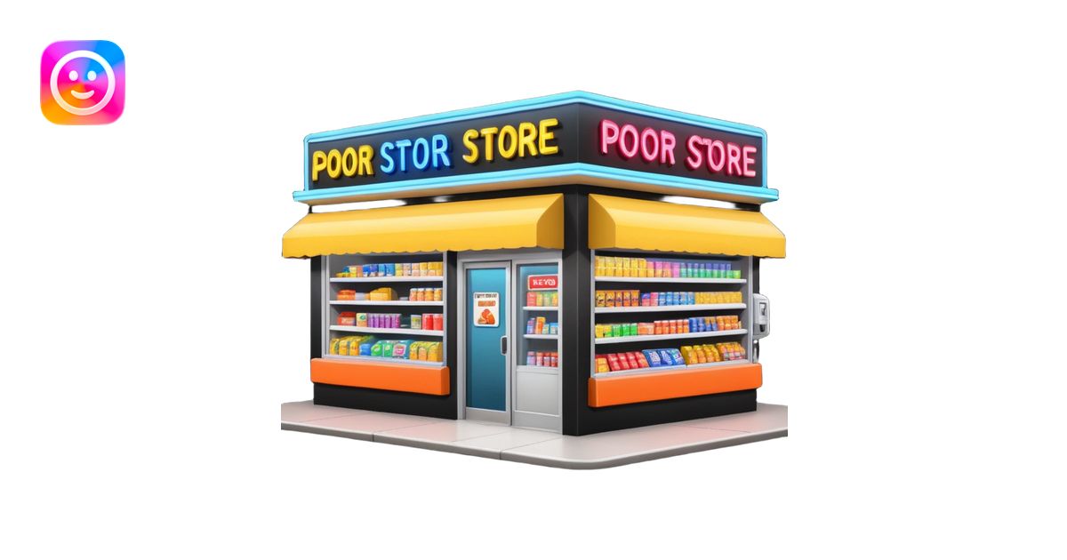 Convenience store named poor store and more emoji | AI Emoji Generator