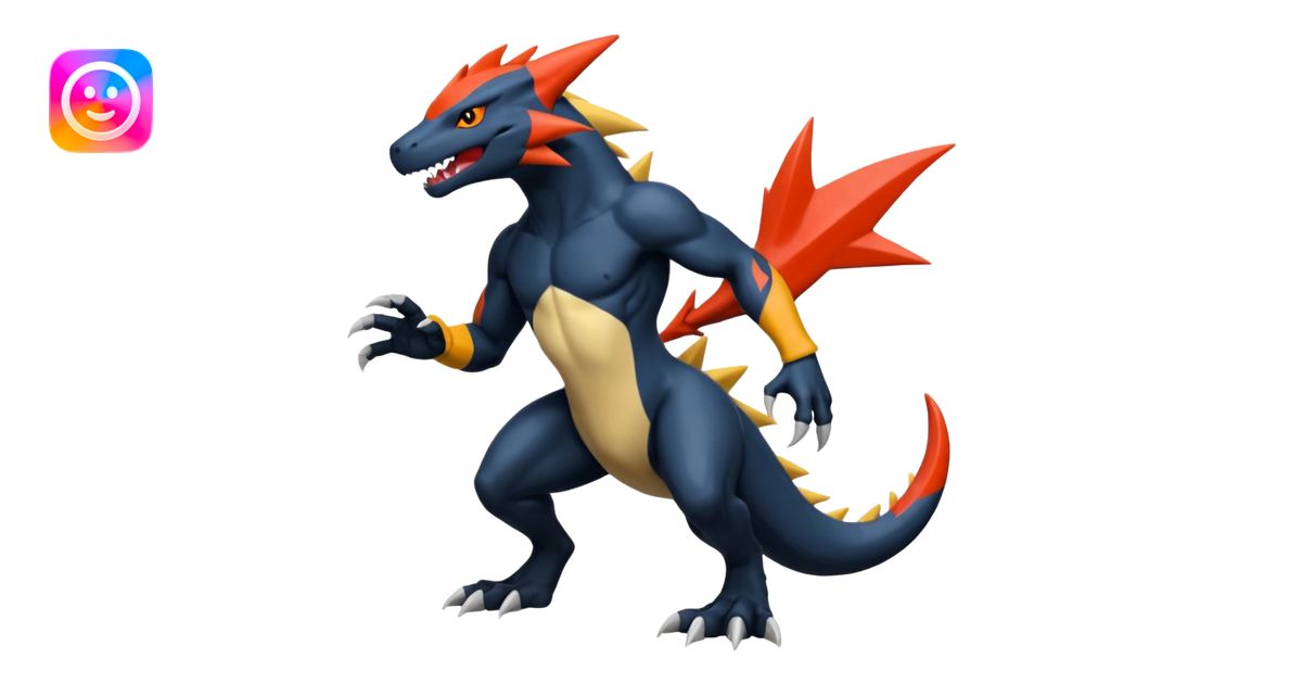 Salandit-Garchomp-Luxray-Zangoose-Fusion (full body) emoji | AI Emoji ...