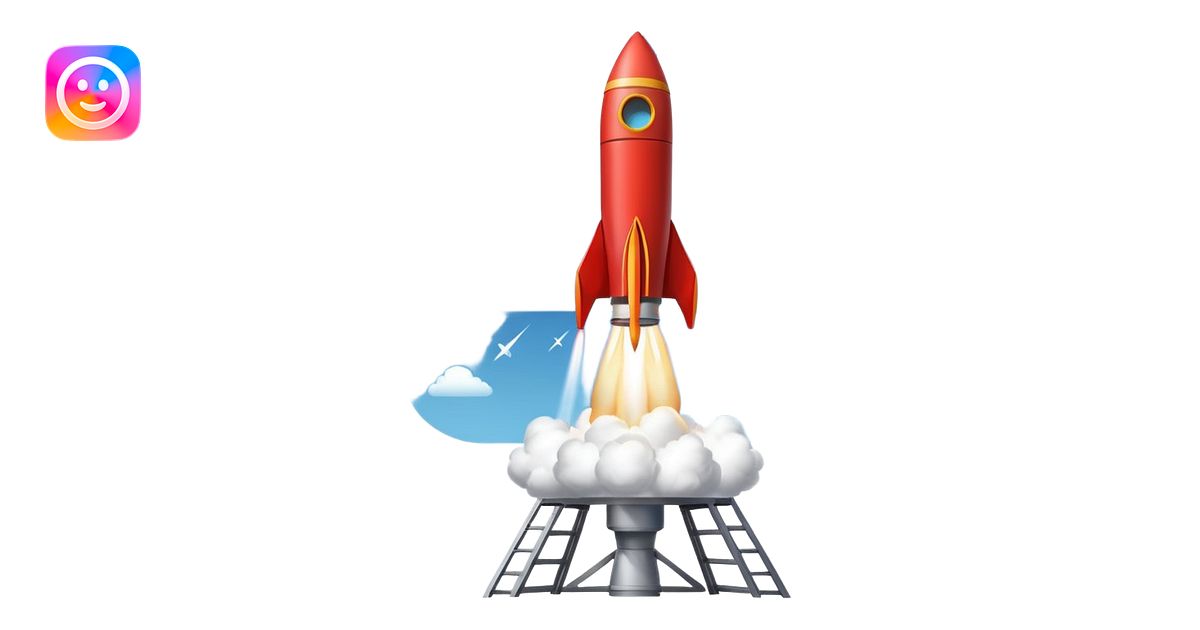 launching a rocket from a platform, with huge cloud emoji | AI Emoji ...
