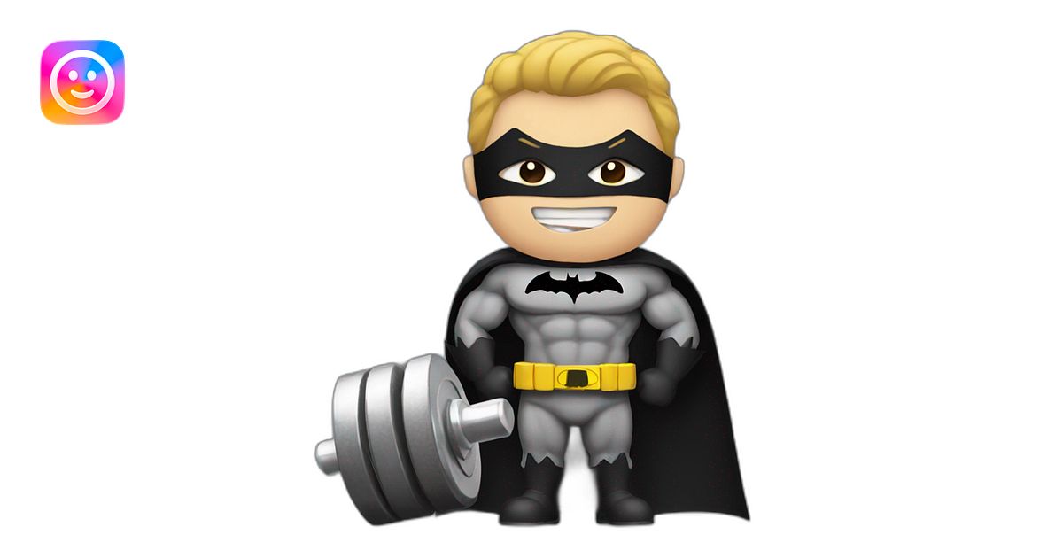 batman holding a dumbbell emoji | AI Emoji Generator