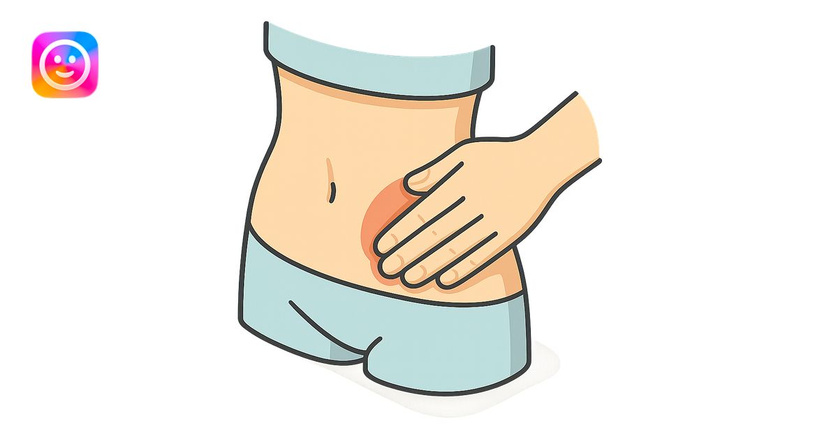 close-up detailed illustration of a human abdomen being palpated by ...