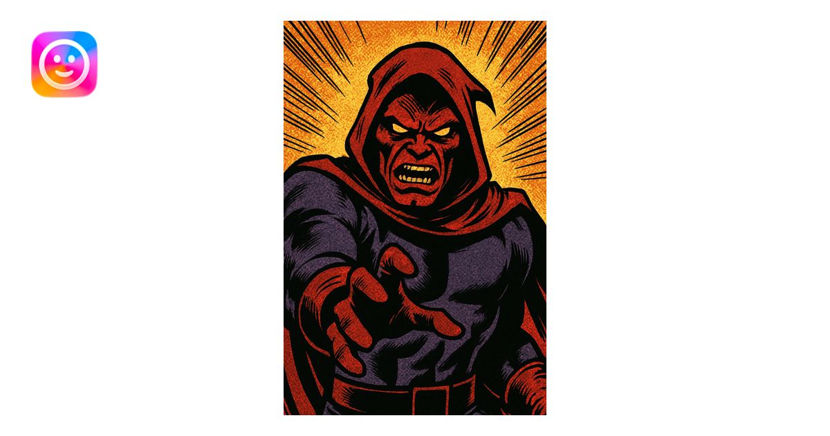 Marvel-style villain, dramatic lighting, intense expression, comic book ...