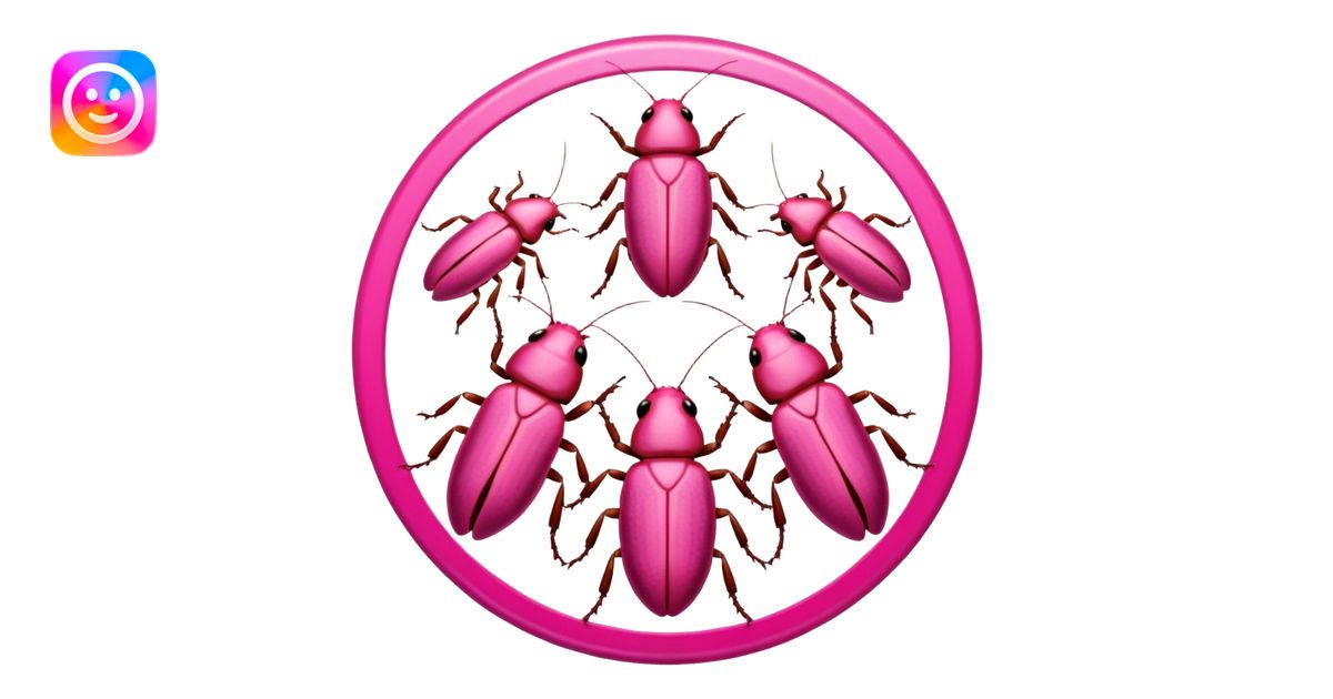 Multiple pink cockroaches in a circle emoji | AI Emoji Generator