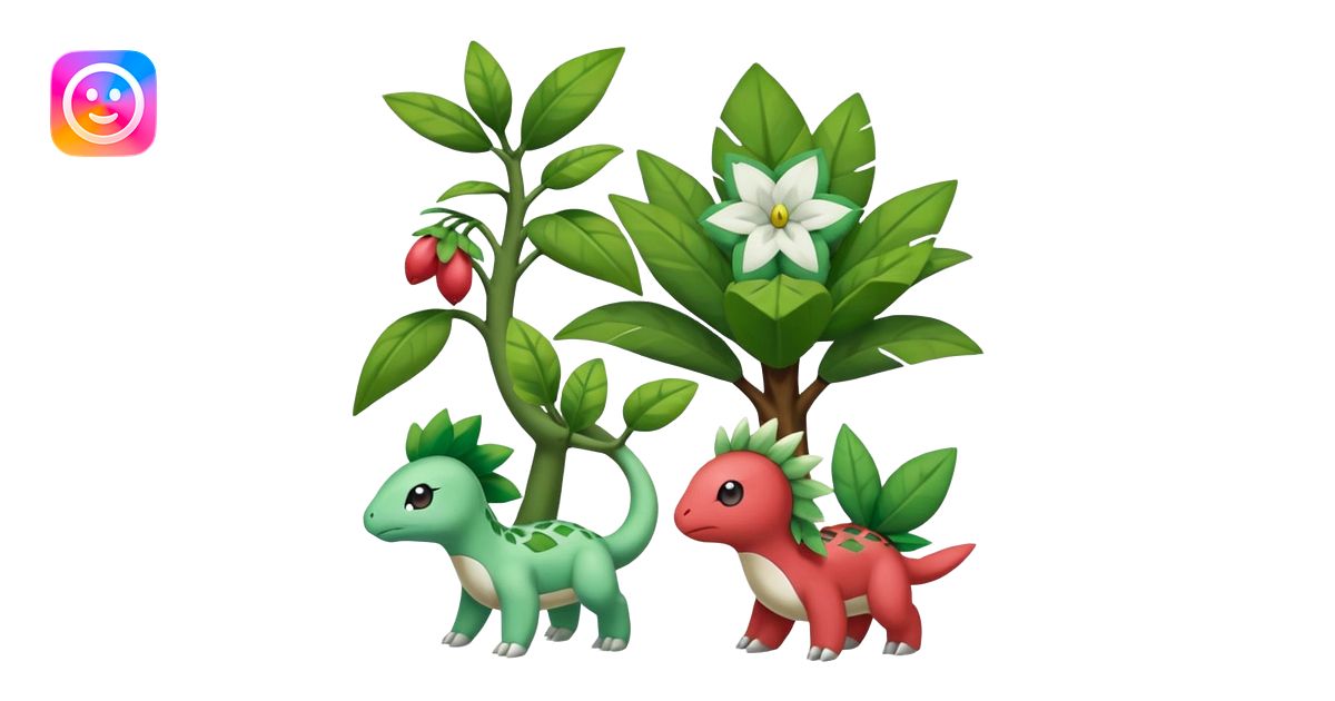 Tropius-Shaymin-Ivysaur-Meloetta-Pokémon, full body emoji | AI Emoji ...