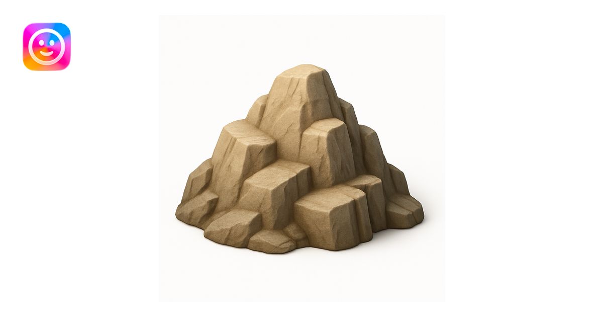 A 3D emoji in iOS emoji aesthetic style of a rocky hilltop with visible ...