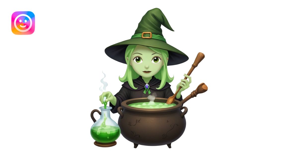 green witch cooking potion emoji | AI Emoji Generator