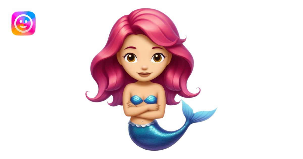A cute mermaid emoji, looking coy and mischievous with a flirty smirk ...
