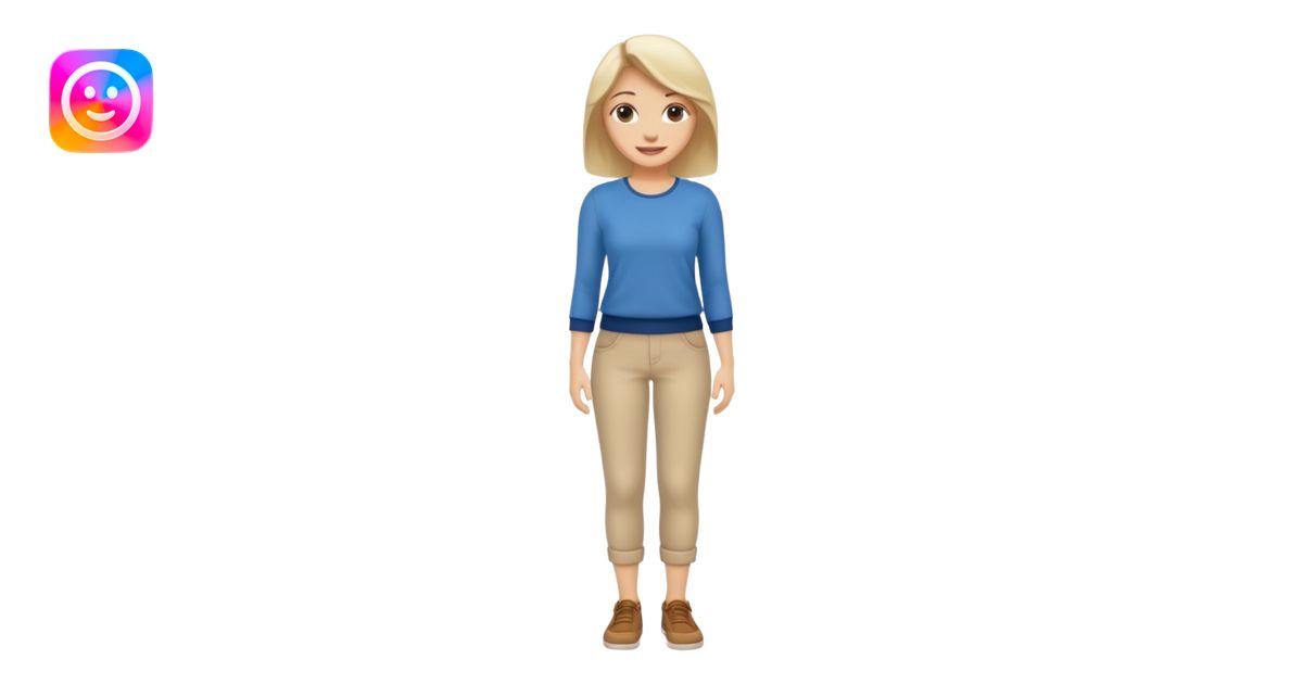 white woman dressed casually full body emoji | AI Emoji Generator