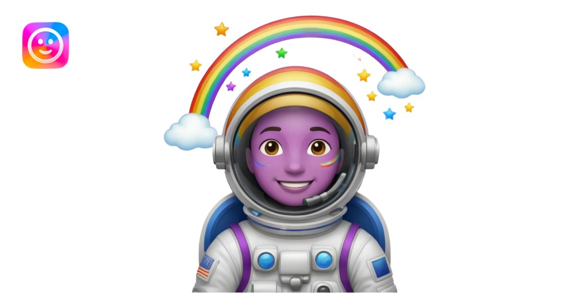 Astronaut with rainbow trail emoji | AI Emoji Generator