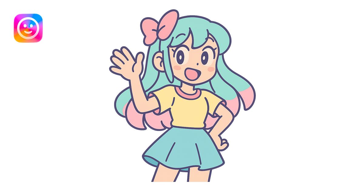 anime girl in pastel toon style illustration | AI Emoji Generator