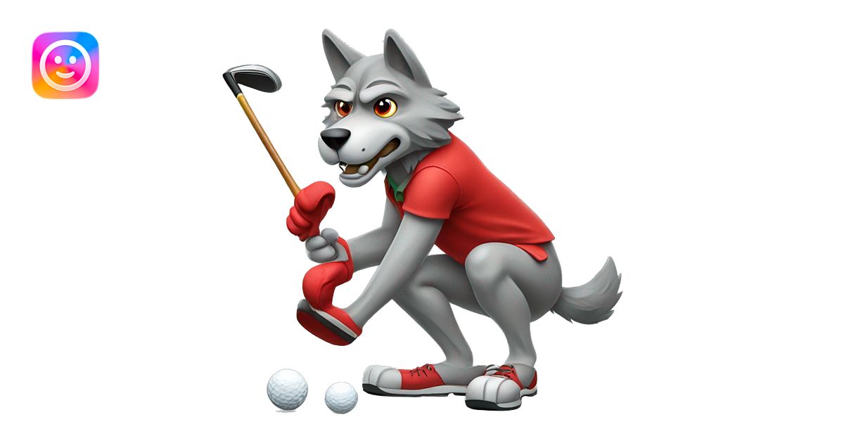 wolf wearing red golfing emoji | AI Emoji Generator