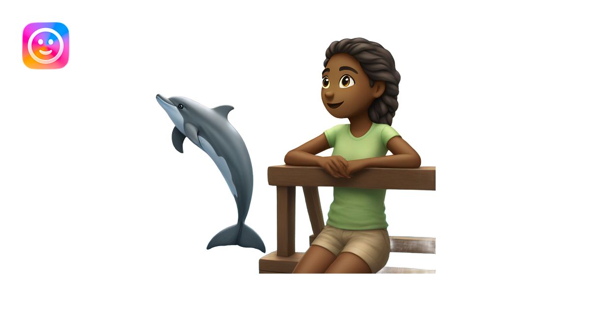 girl is watching dolphins from sailboat emoji | AI Emoji Generator