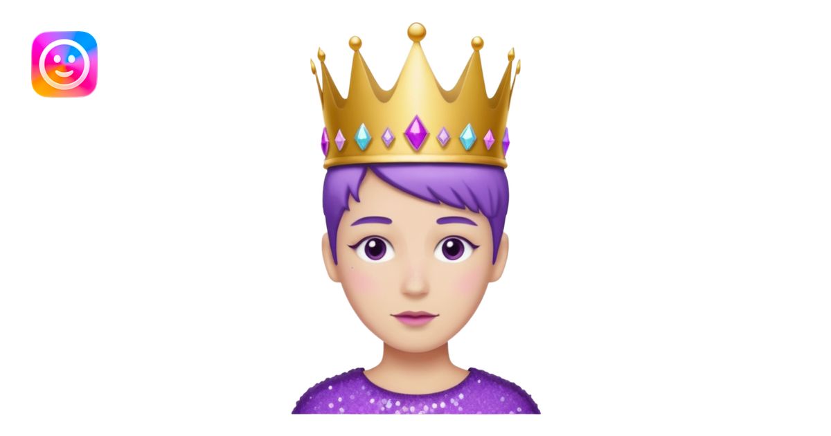 purple non-binary people glitter crown emoji | AI Emoji Generator
