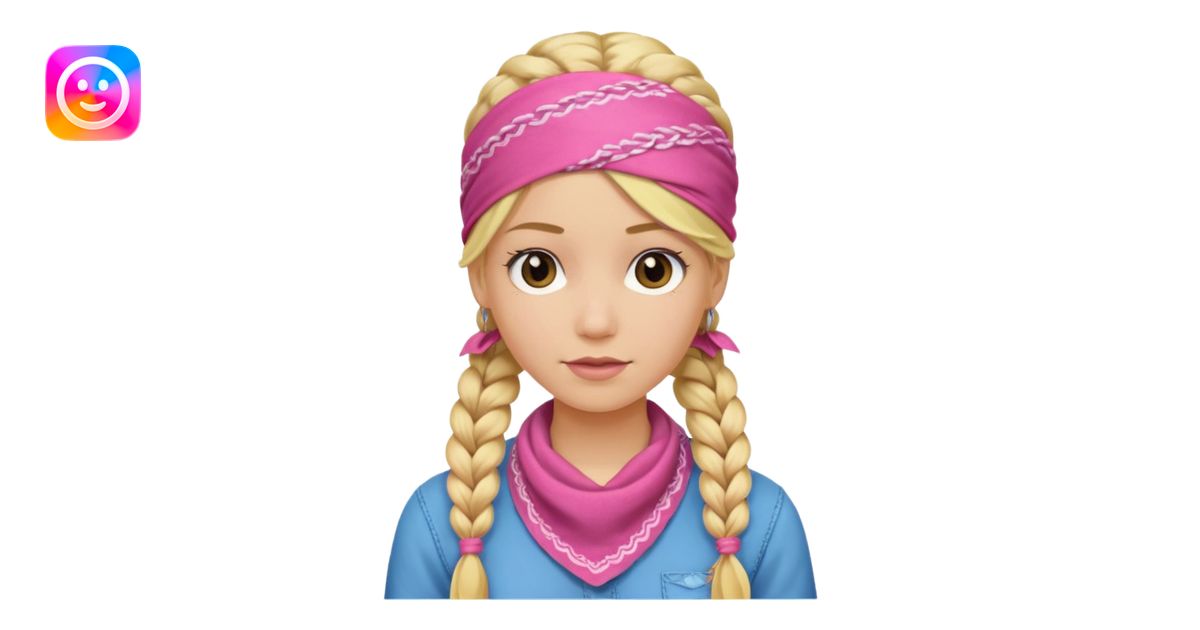 blonde woman with braids and a pink bandana emoji | AI Emoji Generator