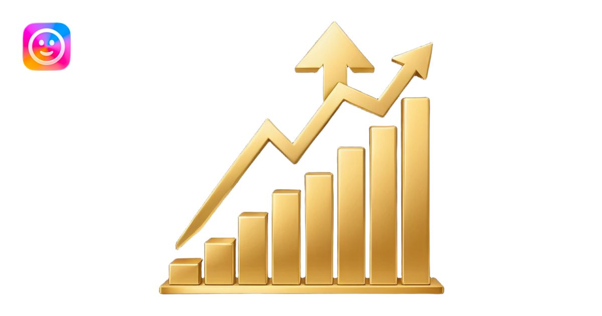 Create an emoji that represents a stock/share, combining a clean upward ...