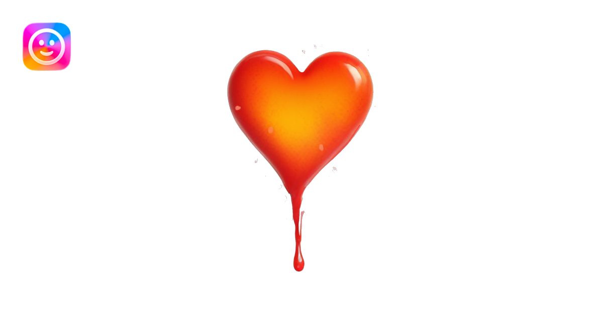 bleeding red heart glowing red-orange with splatter emoji | AI Emoji ...