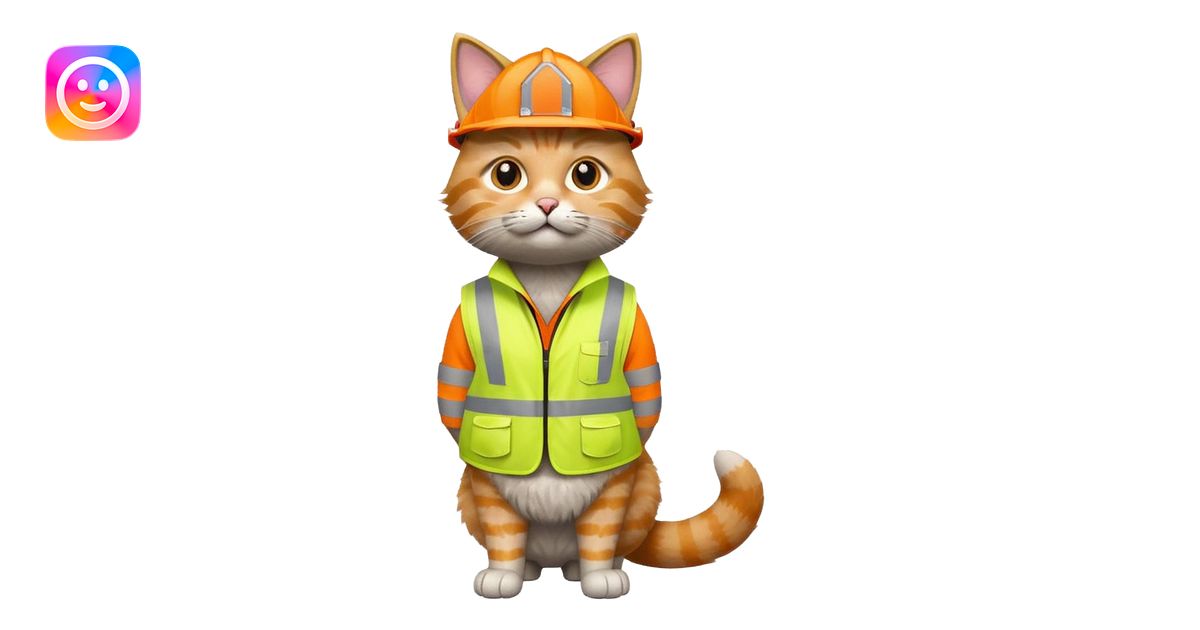 tabby cat in hi-vis clothing facing right emoji | AI Emoji Generator
