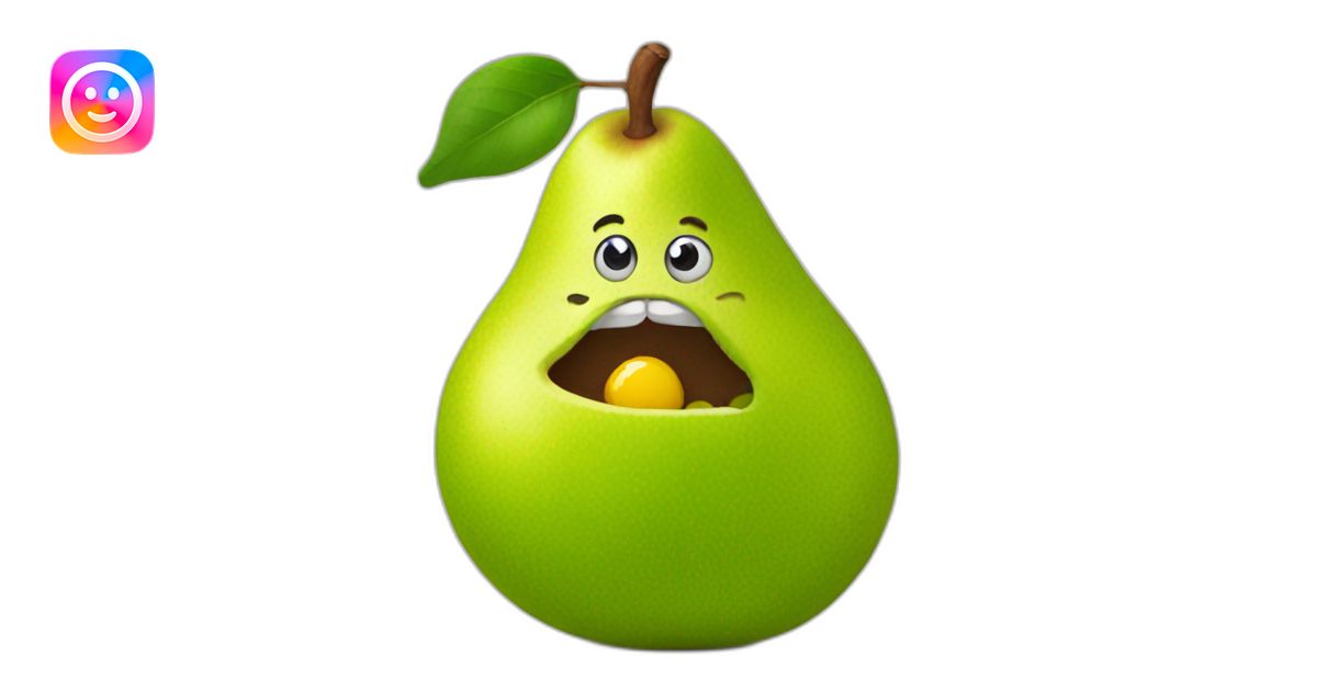Pear eating MNM emoji | AI Emoji Generator