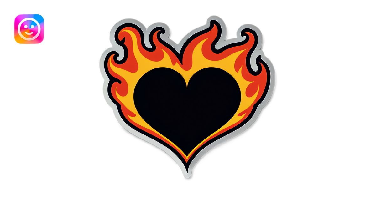 Black heart with flames around it image | AI Emoji Generator