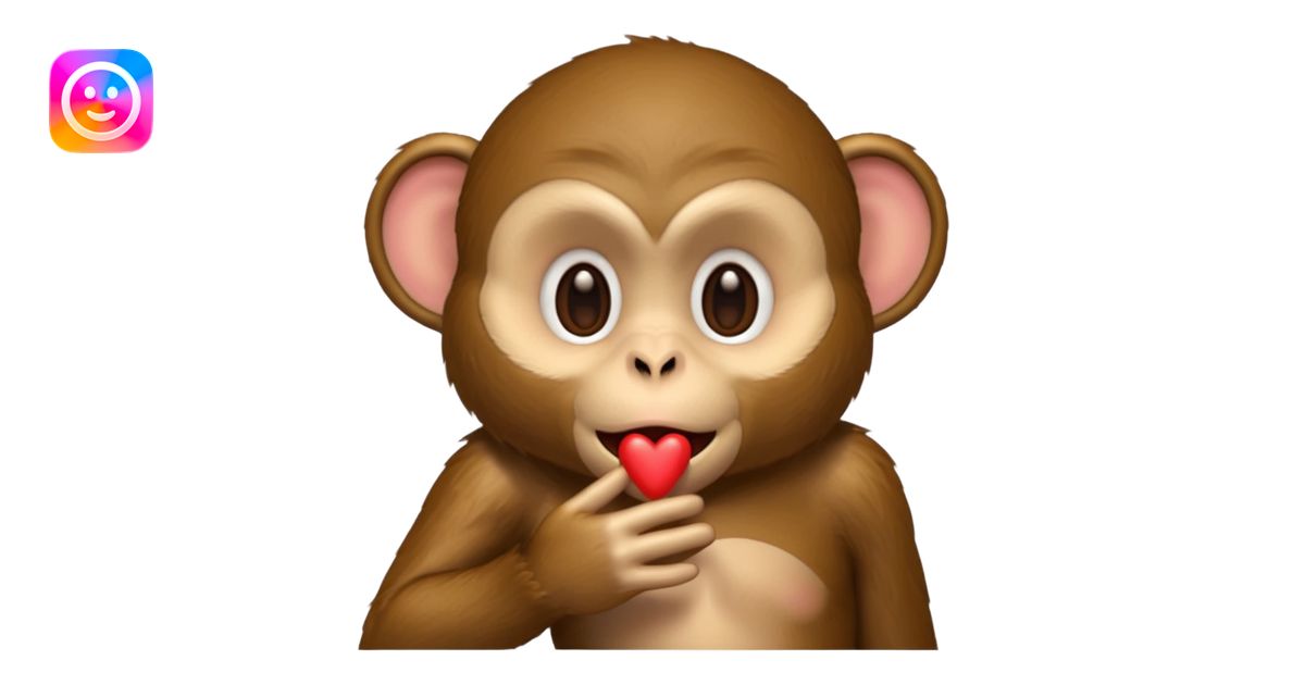 Un singe qui fais un bisous en version emojis iphone emoji | AI Emoji ...