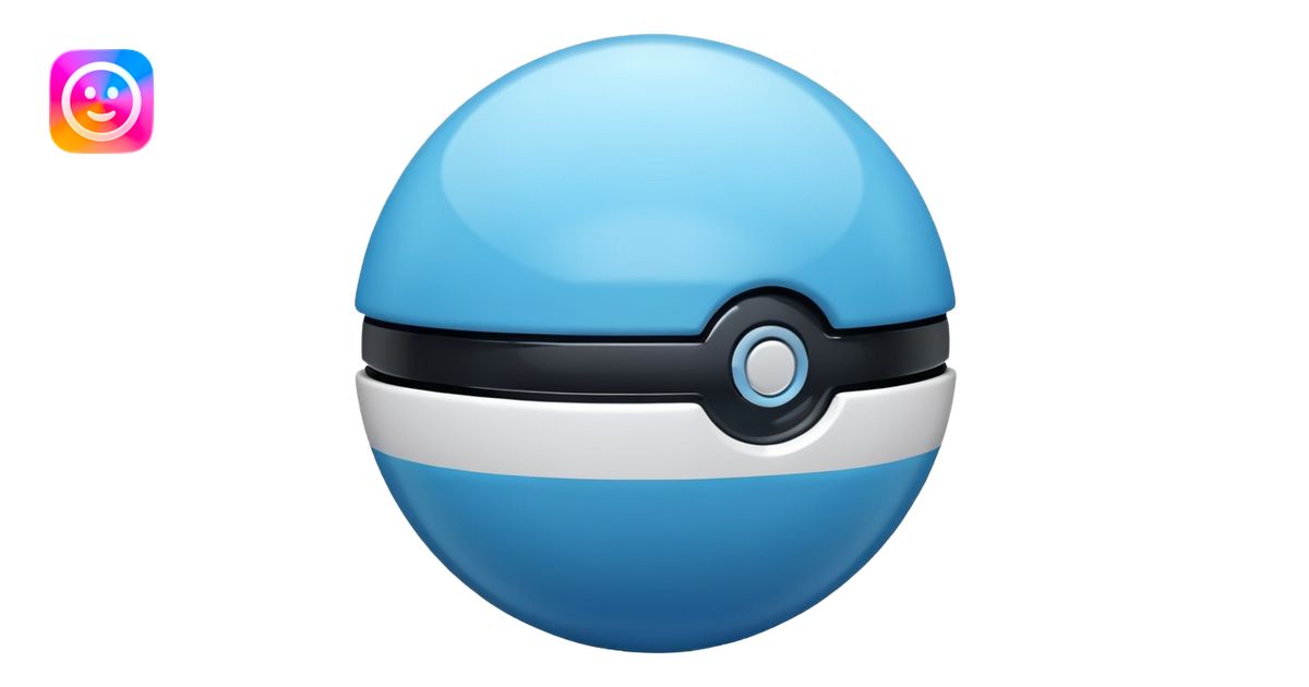 vibrant blue pokeball emoji with a black stripe and highlights emoji ...