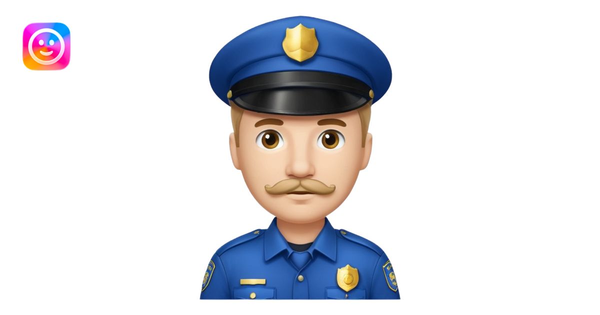 Male police officer wearing white cap, mustache, realistic portrait ...