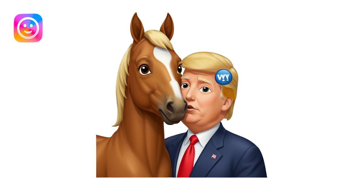 Donald trump kissing a horse named bubba emoji | AI Emoji Generator