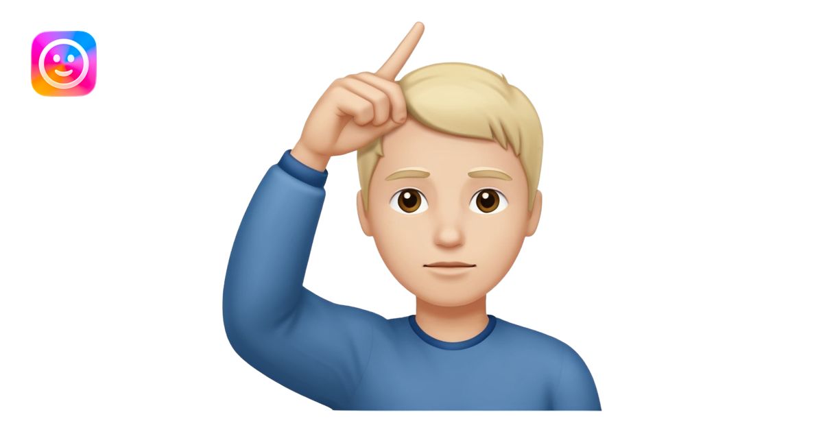 emoji of a hand pointing at the forehead area on a human face, simple ...
