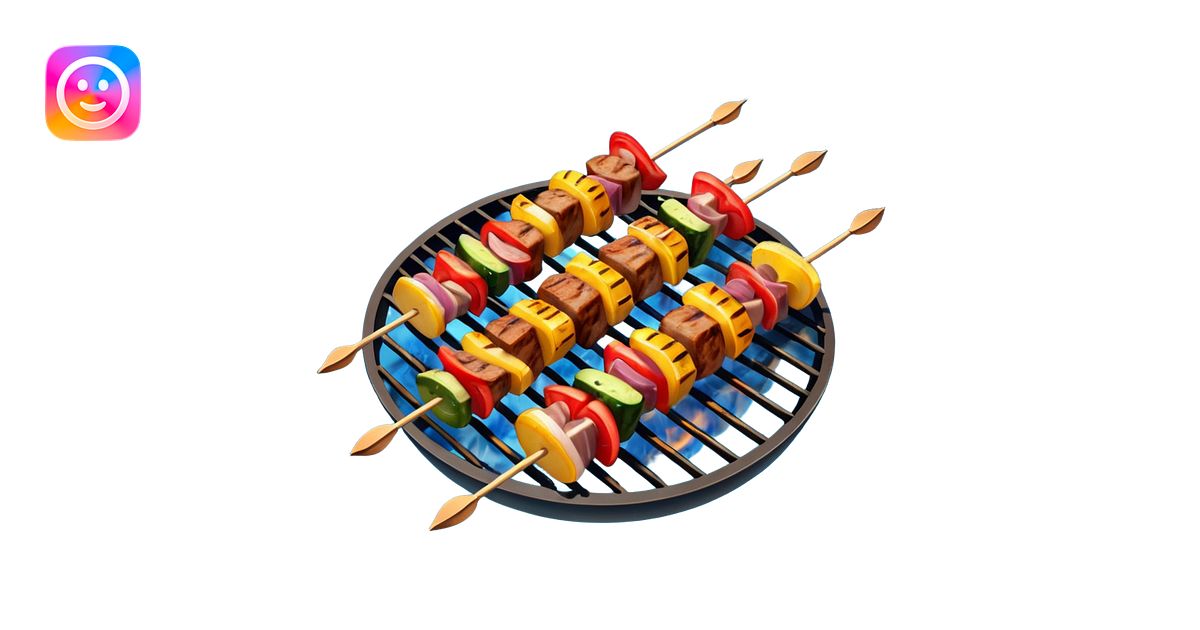 grilled shish kebab object icon, meat skewers with grill marks, 3D ...